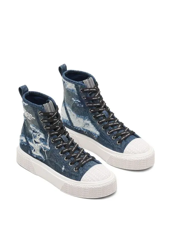Marc Jacobs Rip And Tear Denim High-top Sneakers