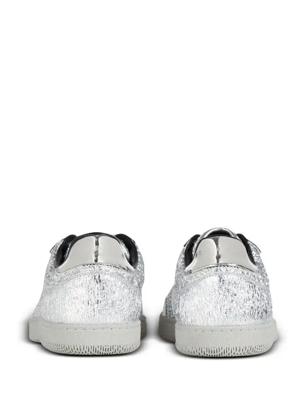 Balmain Swan Metallic-leather Sneakers - Silver