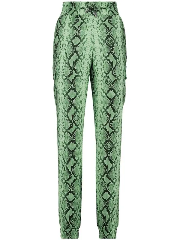 Philipp Plein Snakeskin-print Cargo Trousers - Green