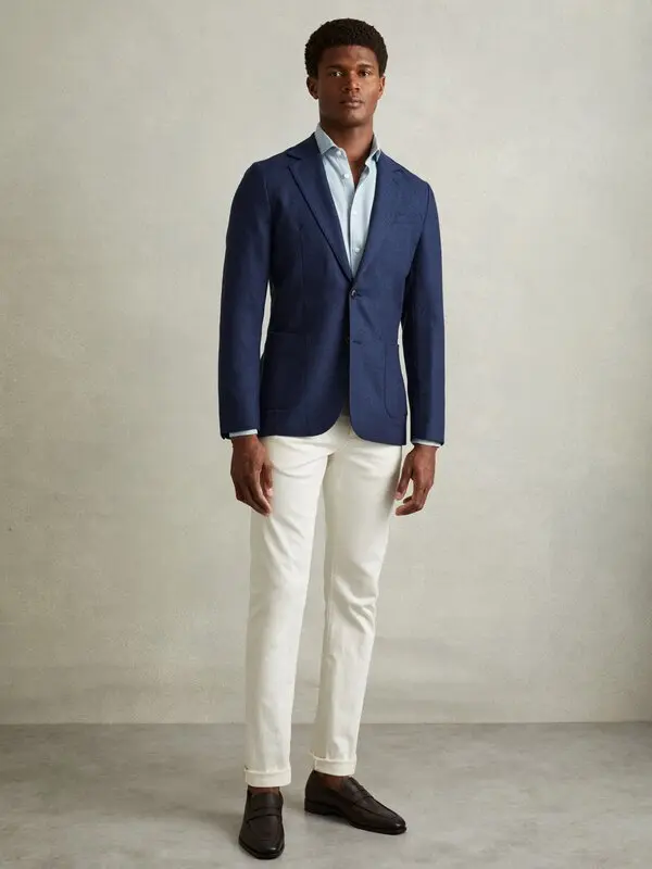 REISS Midnight Single Breasted Wool-silk Blazer Slim Fit