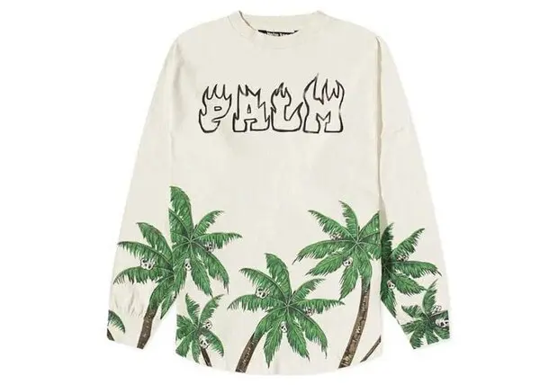 Palm Angels Palms And Skull Longsleeve - White/green