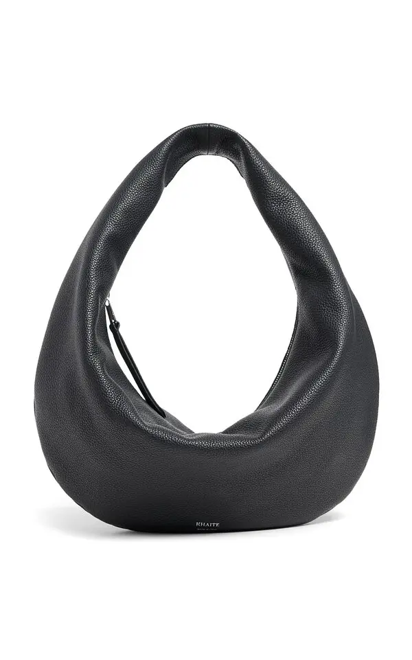 Khaite Olivia Medium Leather Hobo Bag - Black