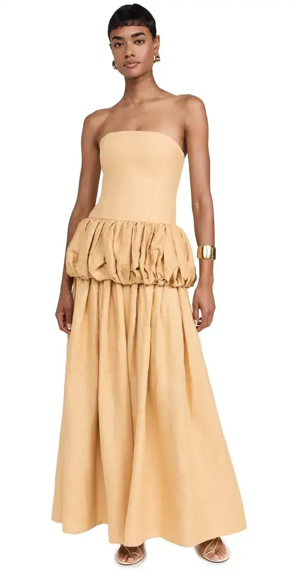 Rendoll Bubble Waist Flare Dress In Butterscotch - 50% Off | Editorialist