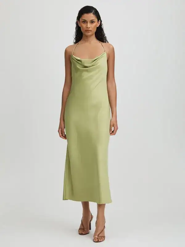 Significant Other Danika Satin Midi Dress - Sage