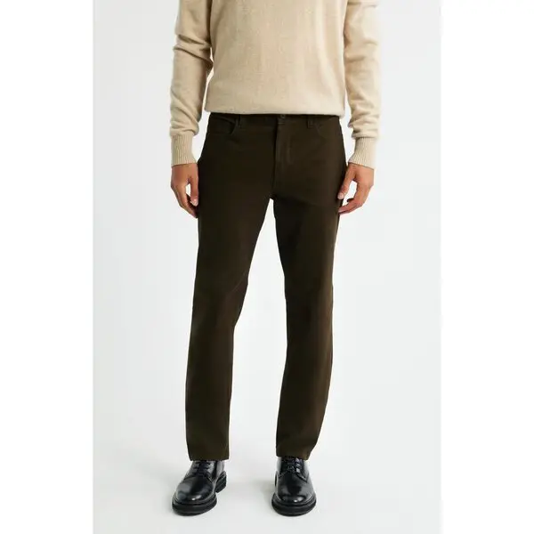 Vince Dylan Slim Fit Peached Stretch Cotton Pants - 593dlf-dark Leaf