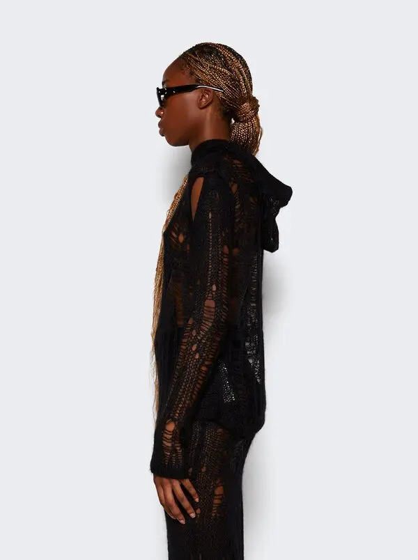 Rick Owens Spider Distressed Knitted Hoodie