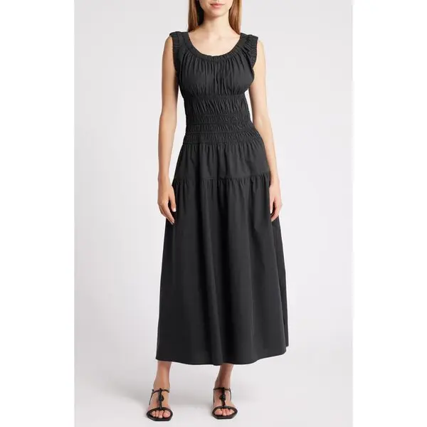 Rails Anastasia Shirred Sleeveless Maxi Dress - Black