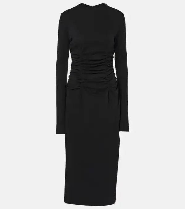 Sportmax A-Line Wool And Cotton-Blend Maxi Dress In Black - 30% Off