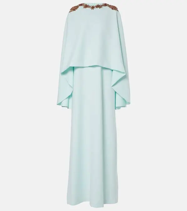Costarellos Elin Embellished Caped Gown - Blue