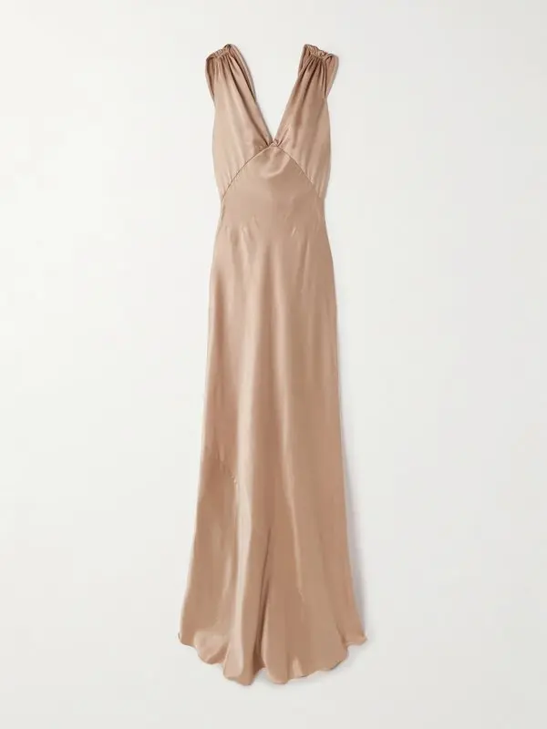 Saint Laurent Silk-satin Gown - Neutrals