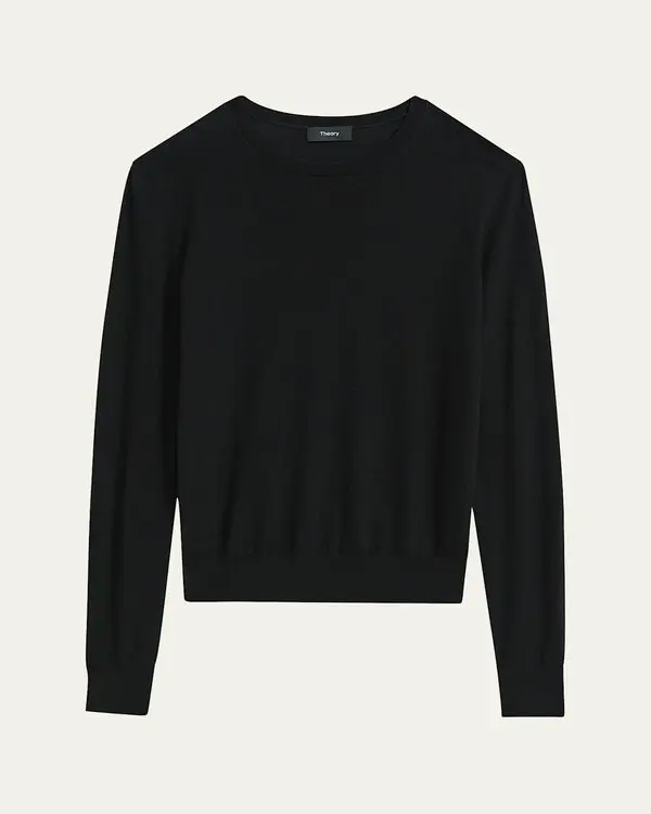 Theory Regal Merino Wool Crewneck Pullover - Blk