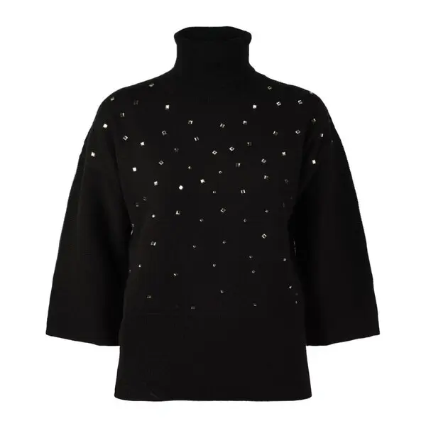 ANNECLAIRE Virgin Wool Cashmere Blend Turtleneck Sweater