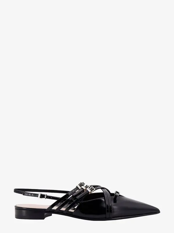 Gucci Leather Slingback With Bands And Buckle - Black