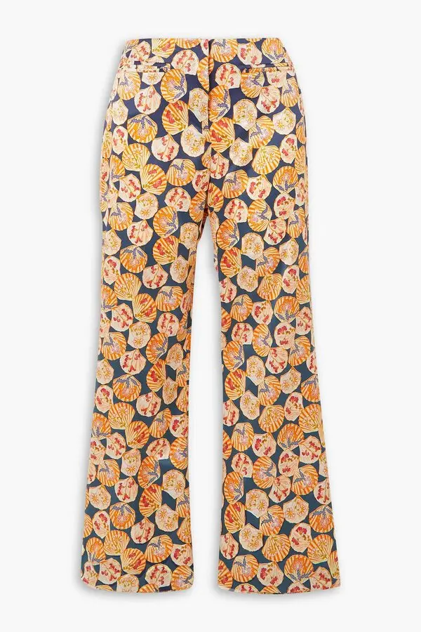 Saloni Capri Flute Printed Pants - Orange