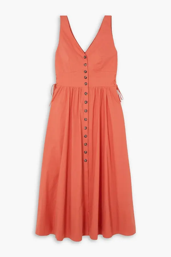 Saloni Luella Bow-detailed Midi Dress - Peach