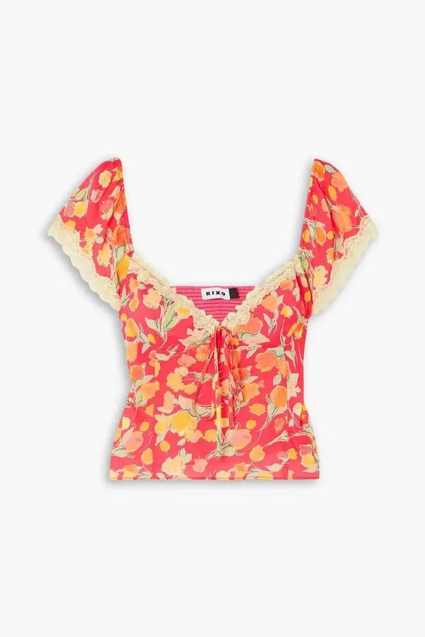 Rixo Rosella Floral-print Crepe Top