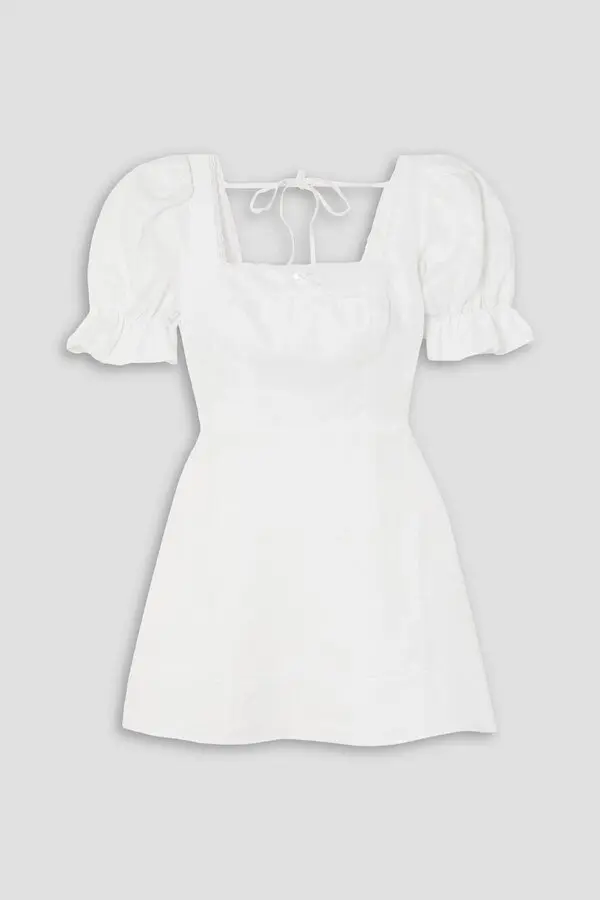 Reformation Evianna Lacetrimmed Linen Mini Dress In White - 55% Off |  Editorialist