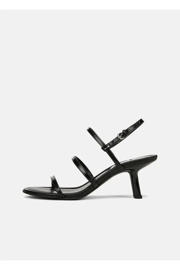 Vince Josie Leather Strappy Heeled Sandal - Black