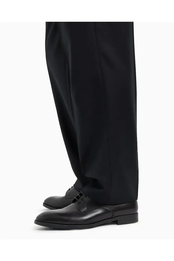 Giorgio Armani Single-breasted Soho Line Suit In Virgin Wool Armure - Black