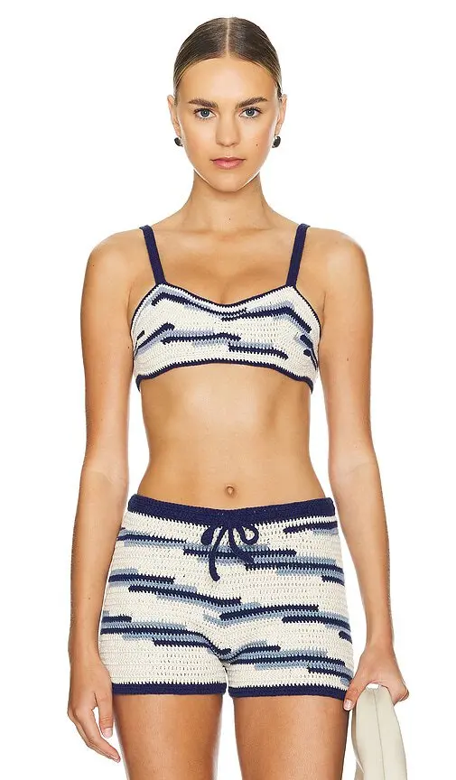 THE KNOTTY ONES Zemelapis Bralette In White,blue