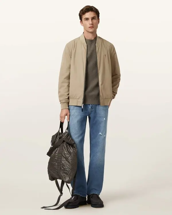 All Saints Bassett Reversible Ramskull Bomber Jacket - Azula Blue/brown