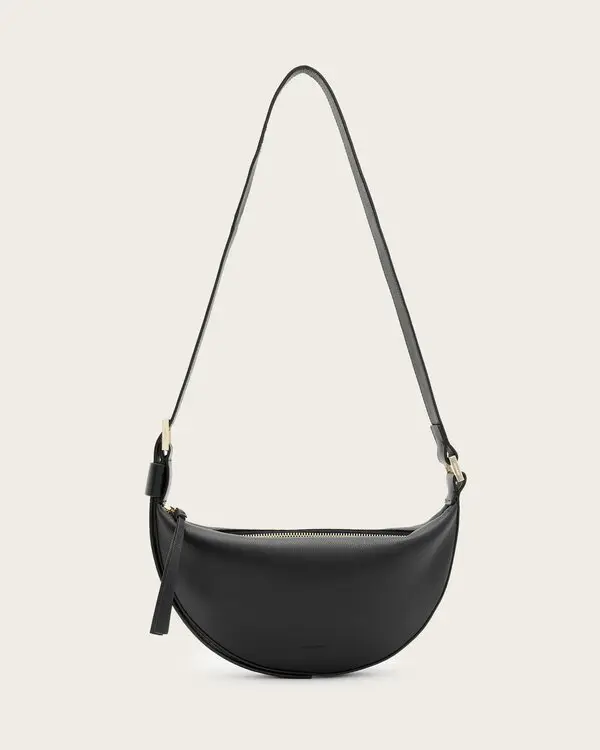 All Saints Half Moon Leather Crossbody Bag - Black