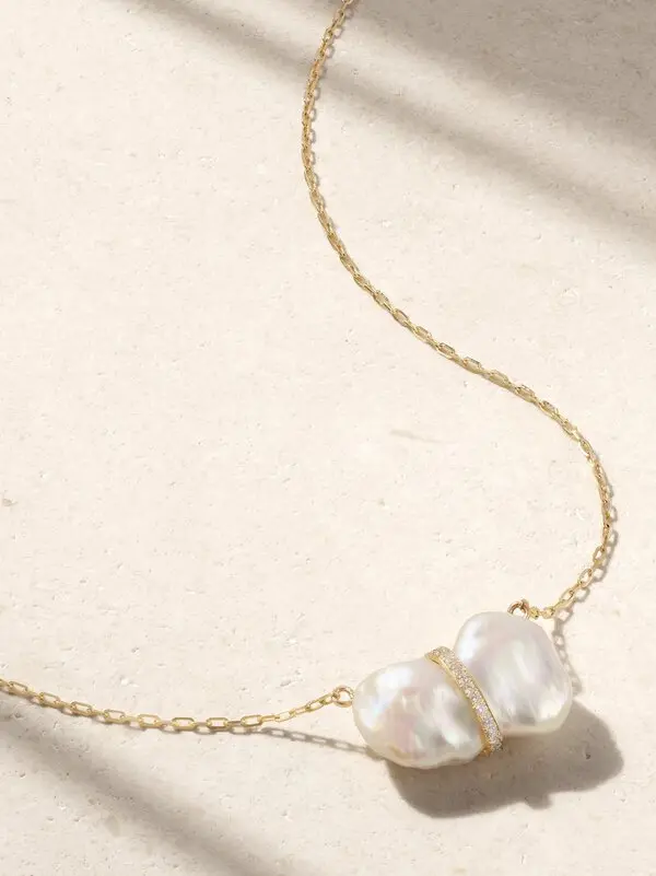 Jia Jia Ocean 14-karat Gold, Pearl, And Diamond Necklace - White