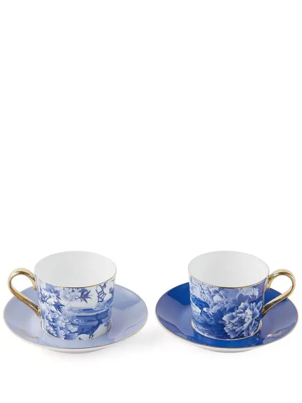 Shanghai Tang X Jacky Tsai Floral Two-piece Coffee Cup And Saucer Set