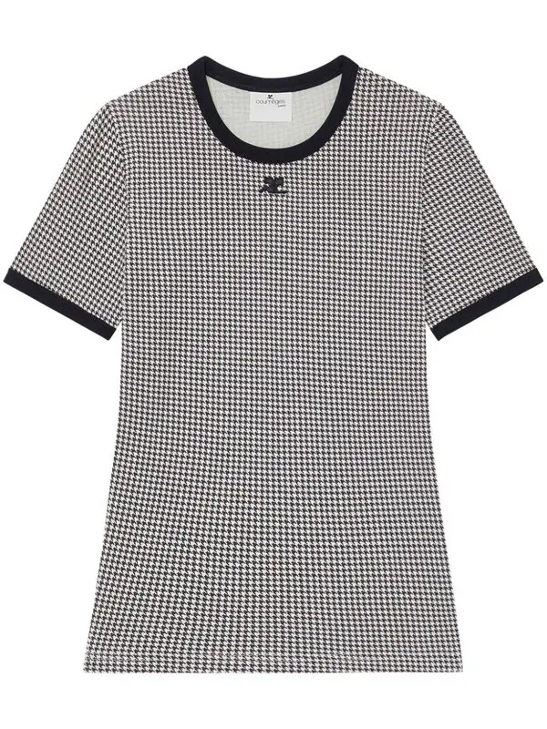 COURREGES Contrasting-trim Cotton T-shirt - Black