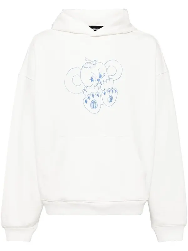 We11Done Monster-print Cotton Hoodie - White