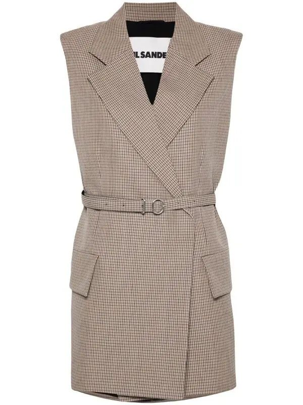 JIL SANDER Checked Virgin Wool Vest