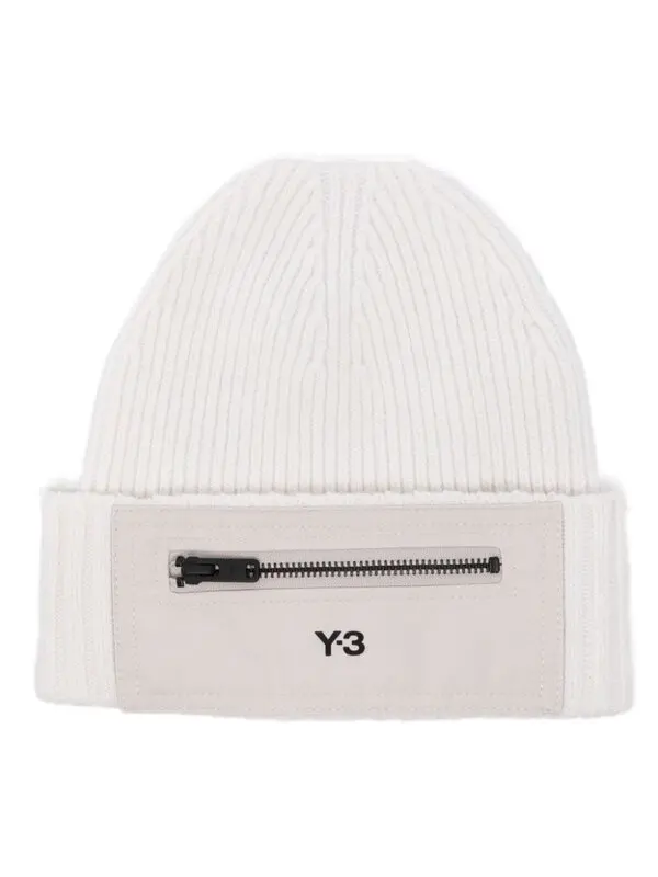 Y3 Logo Wool Beanie - White