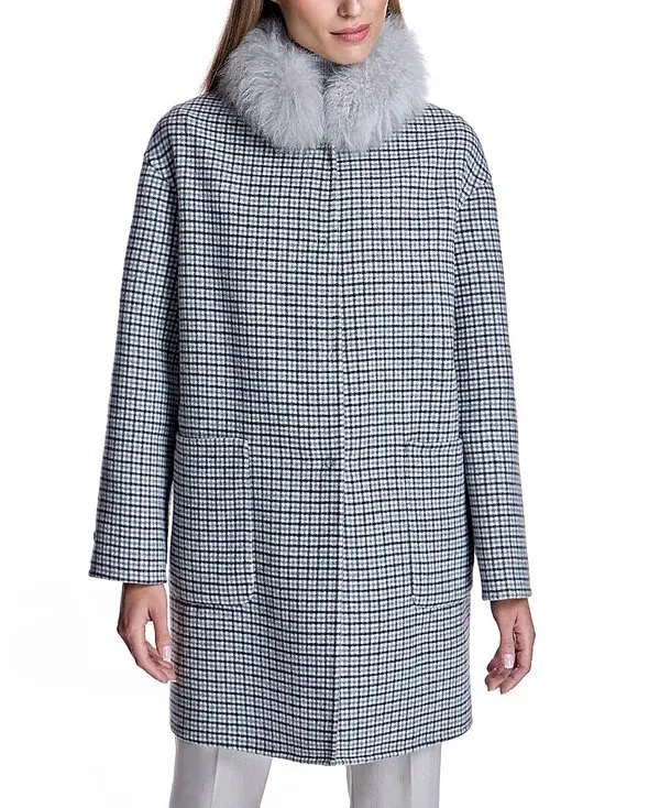 MAXIMILIAN Reversible Check Wool-blend Coat