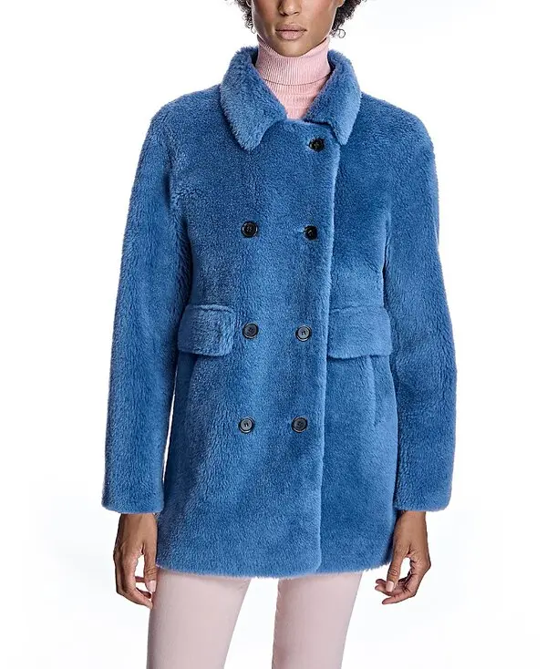 MAXIMILIAN Lamb's Wool Pea Coat - Navy