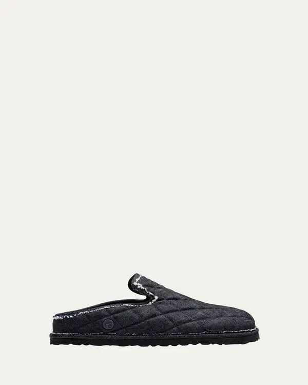 BIRKENSTOCK Eliscu Quilted Denim Mules - Dark Wash Denim