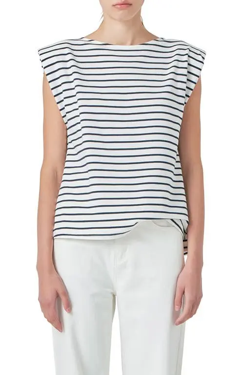 GREY LAB Stripe Padded Shoulder Muscle T-shirt