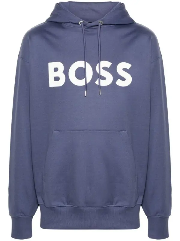 Hugo Boss Logo-print Hoodie - Blue