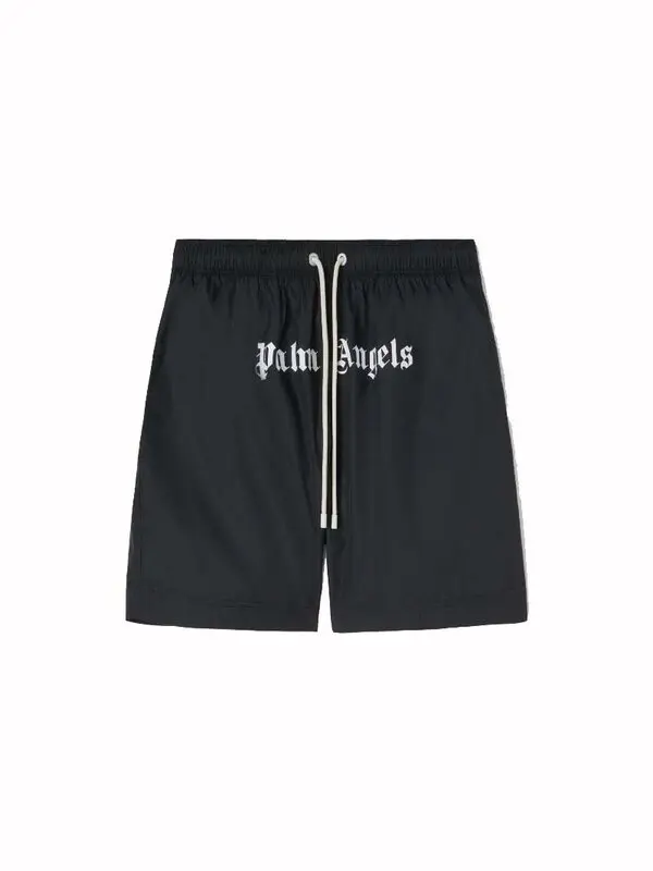 Palm Angels Logo Swim Shorts - Black/white