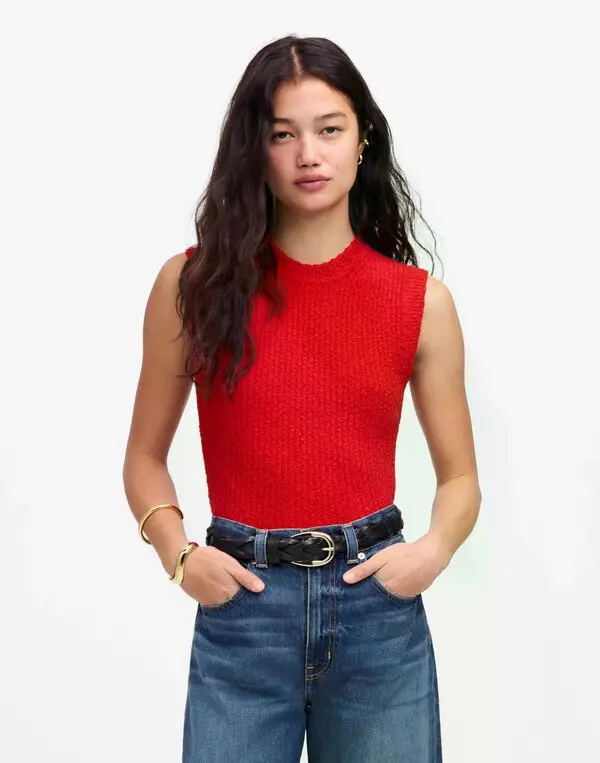 Madewell Bouclé-knit Sweater Tank - Cerise