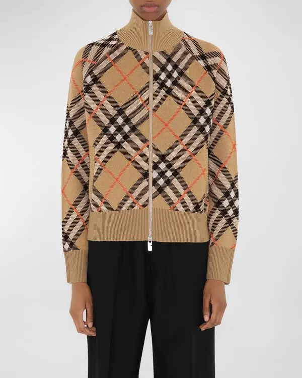 Burberry Check Knit Jacket - Sand Ip Check