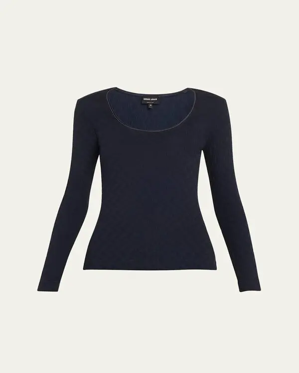 Giorgio Armani Textured Jersey Long-sleeve Tee