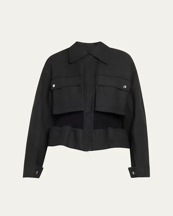 3.1 Phillip Lim Zip-Front Ribbed Utility Jacket - Black