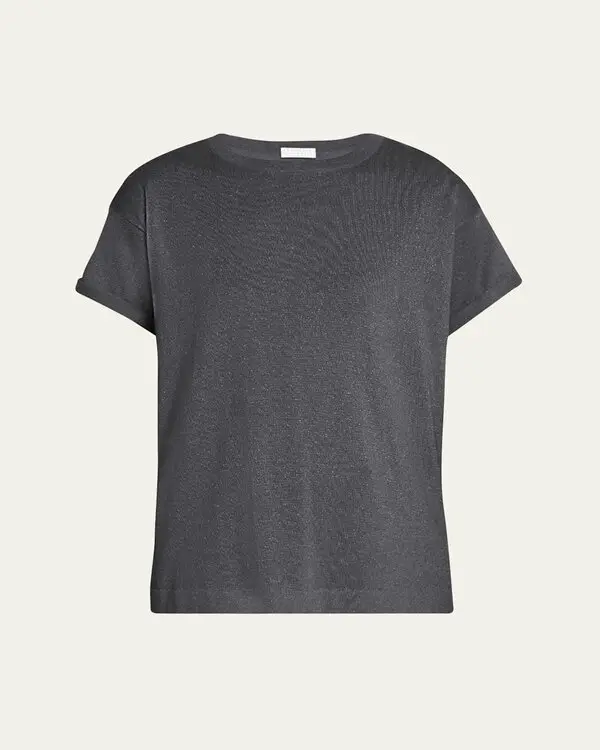 Brunello Cucinelli Cashmere-blend Knit T-shirt - Medium Grey