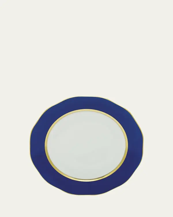 HEREND Silk Ribbon Charger, Cobalt