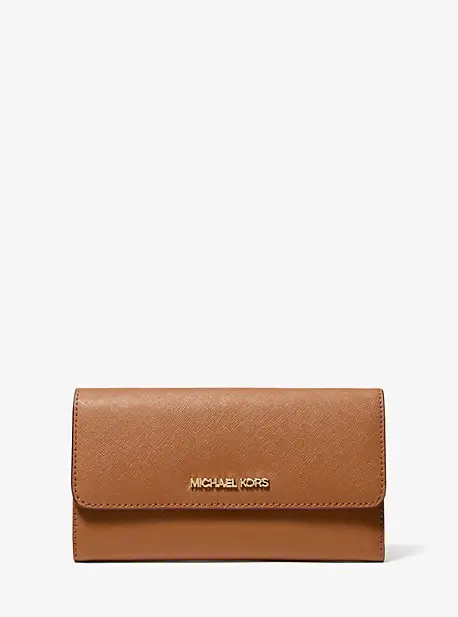 Michael Kors Jet Set Travel Crossgrain Leather Tri-fold Wallet - Brown