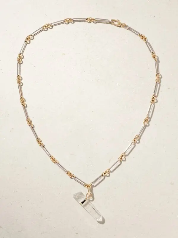 Jia Jia Jumbo 14-karat Gold, Quartz And Diamond Necklace - Neutrals