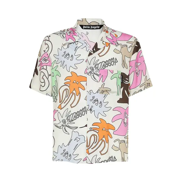 Palm Angels Palmity Allover Bowling Shirt 'butter/multicolor