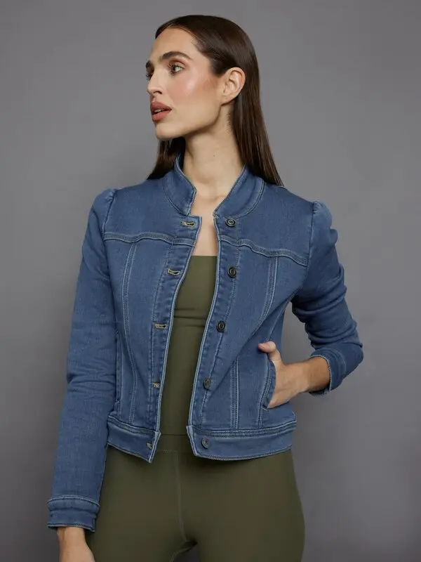 Carbon38 Puff Sleeve Denim Jacket