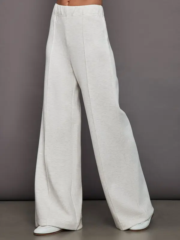 Carbon38 Pintuck Knit Interlock Pant - Moonbeam Heather