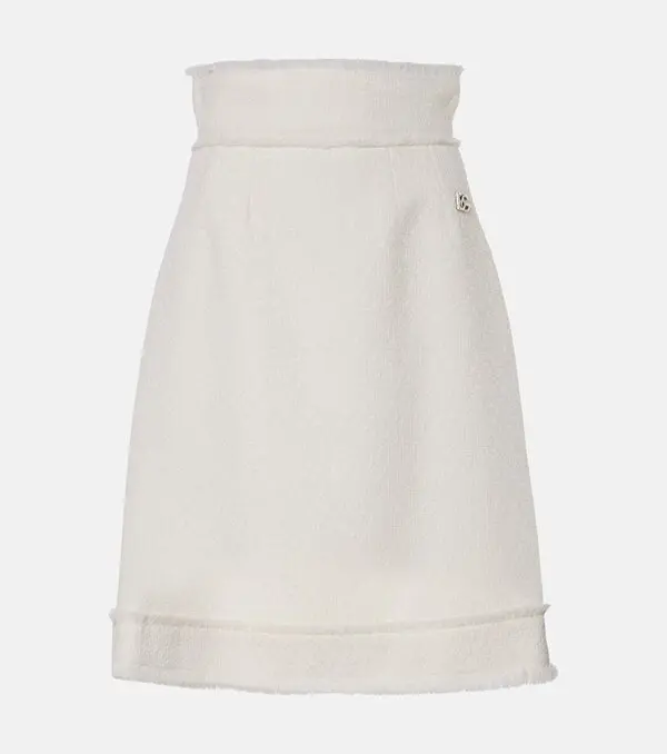 Dolce & Gabbana High-rise Tweed Midi Skirt - White